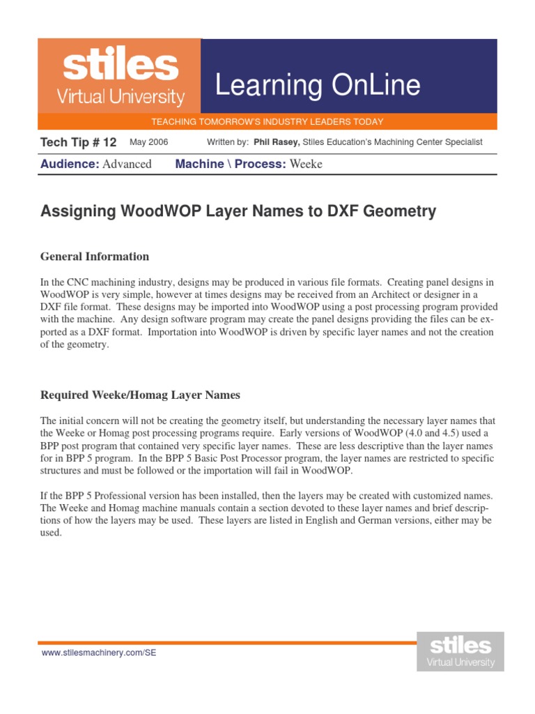 WoodWOP Layer Names To DXF Geometry PDF | PDF | Auto Cad | Icon (Computing)