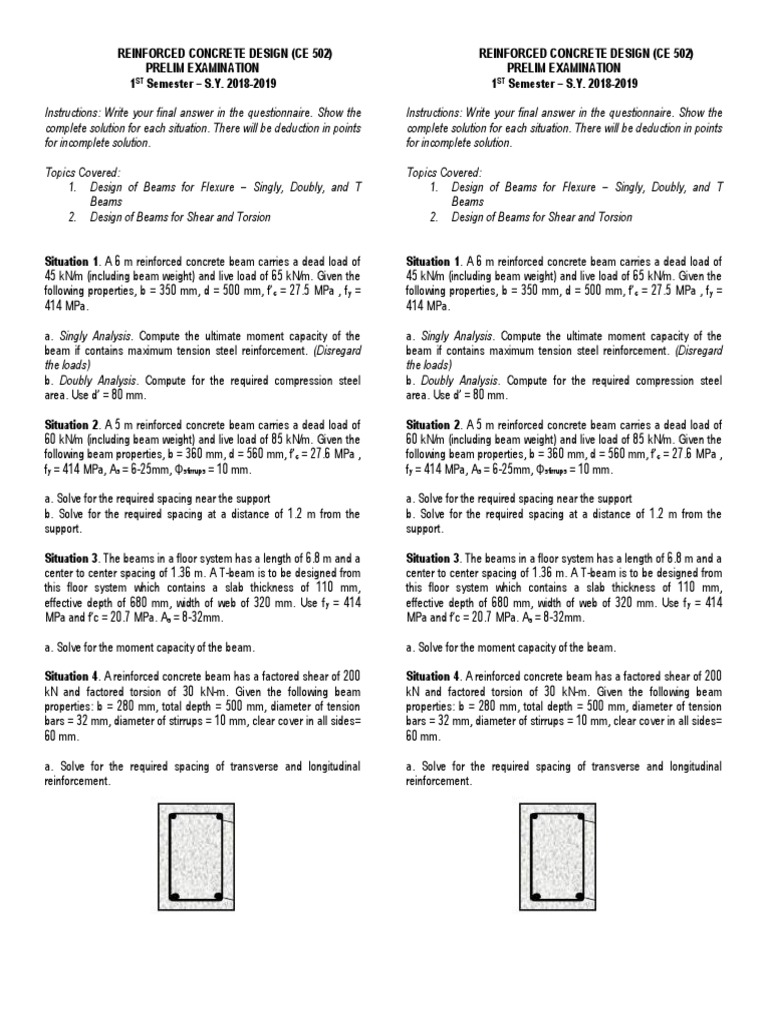 RCD Exam | PDF | Beam (Structure) | Reinforced Concrete