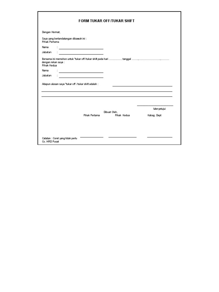 Form Tukar Libur | PDF