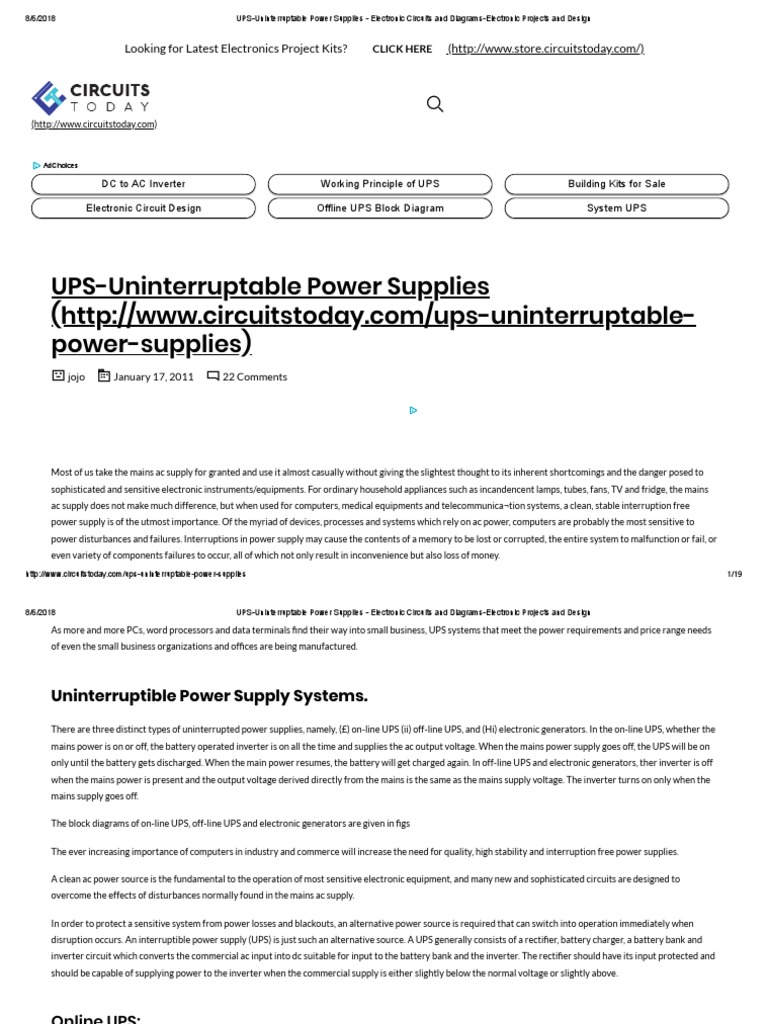 UPS-Uninterruptable Power Supplies - Electronic Circuits and Diagrams ...