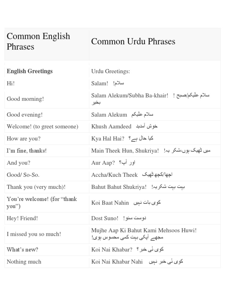 Common English Phrases | PDF | Languages Of Asia | Languages Of India