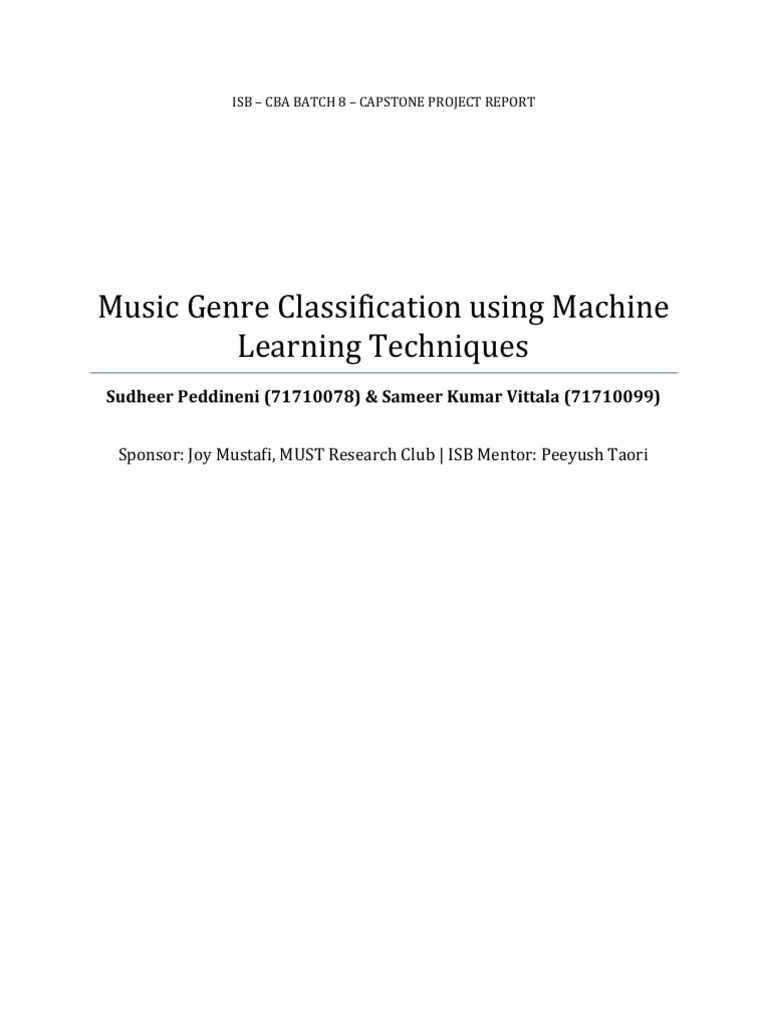 Music Genre Classification Project Report PDF | PDF | Support Vector ...