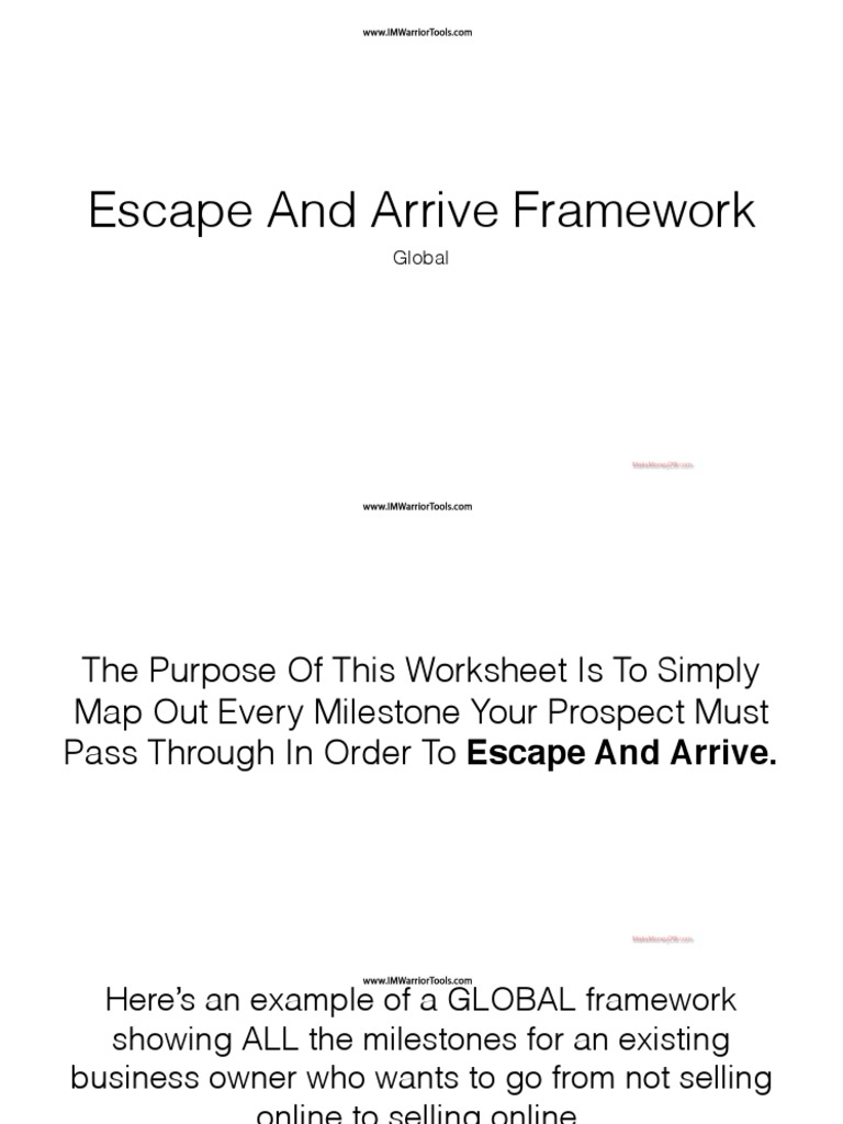 Escape and Arrive Milestone Framework | PDF | Cyberspace | Marketing