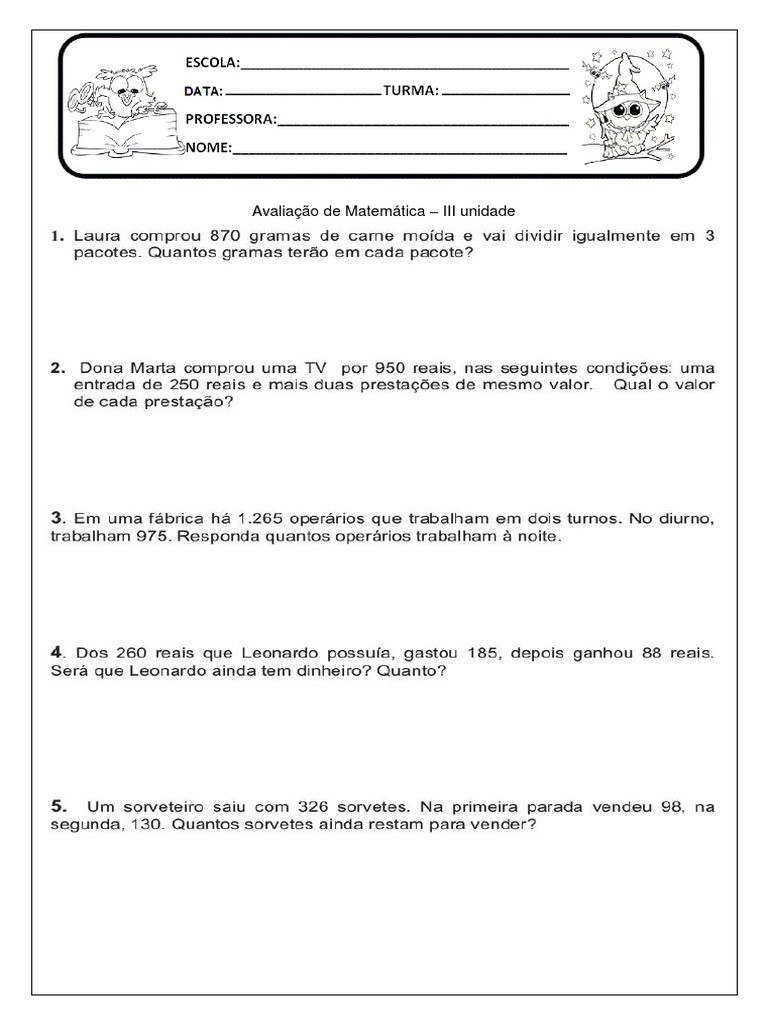 Teste de Matemática
