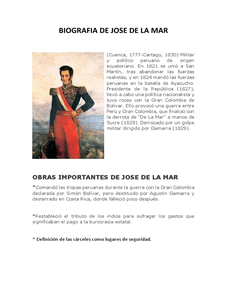 Biografía de José de la Mar | PDF | América del Sur | Perú