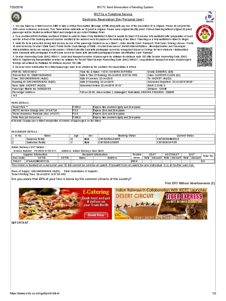 IRCTC Next Generation ETicketing System | PDF | Identity Document ...