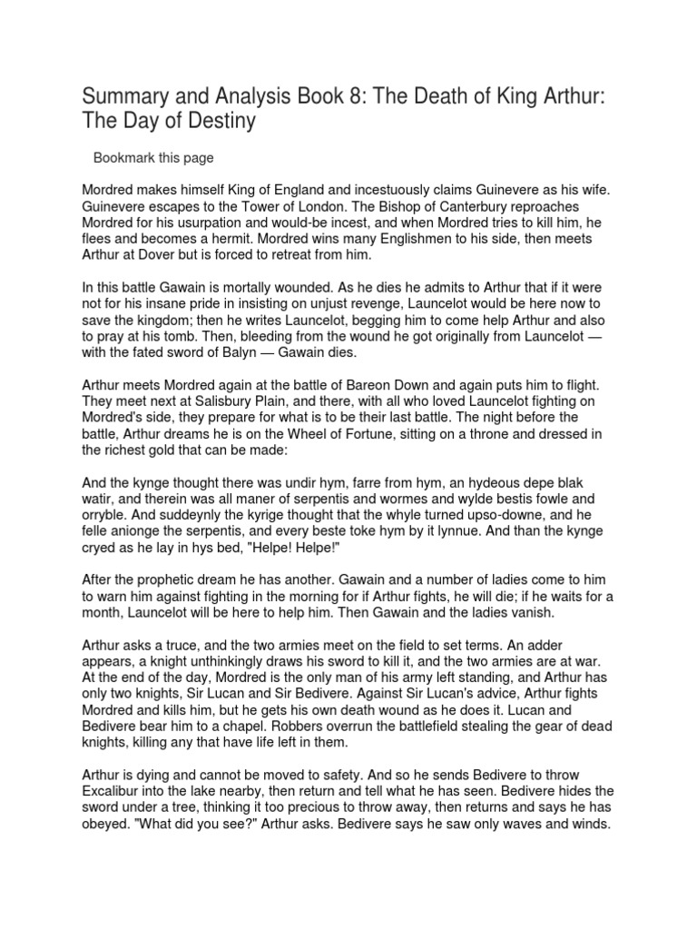 Summary and Analysis King Arthur | PDF | Lancelot | Gawain