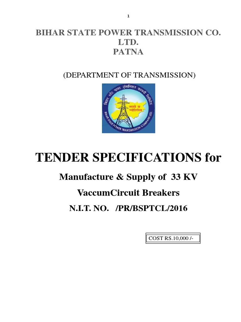 33 KV Vaccum Circuit Breaker Tender Specifications | PDF | Specification (Technical Standard ...