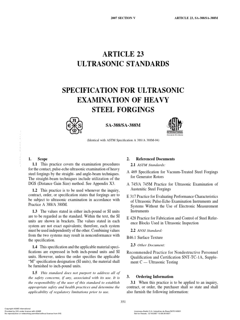 Sa 388.sa 388M | Download Free PDF | Ultrasound | Forging