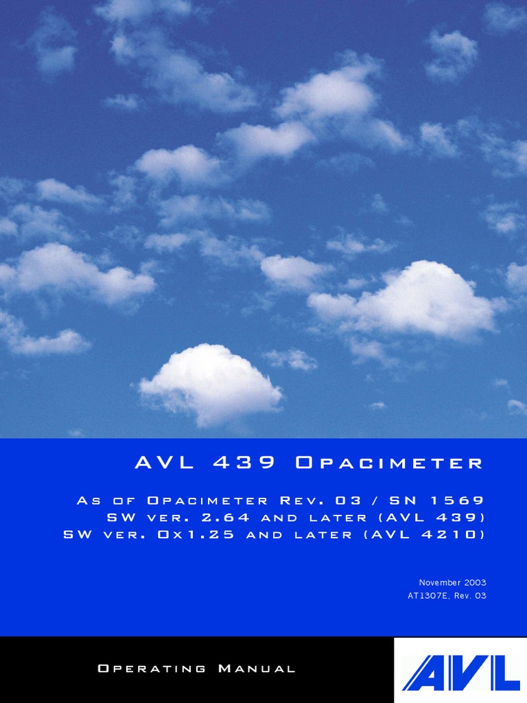 AVL 439 Opacimeter Operating Manual | PDF | Calibration | Flow Measurement