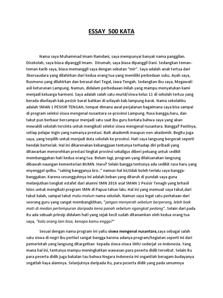 Esai 500 Kata: Perjalanan Seorang Siswa | PDF | Pengembangan Diri ...