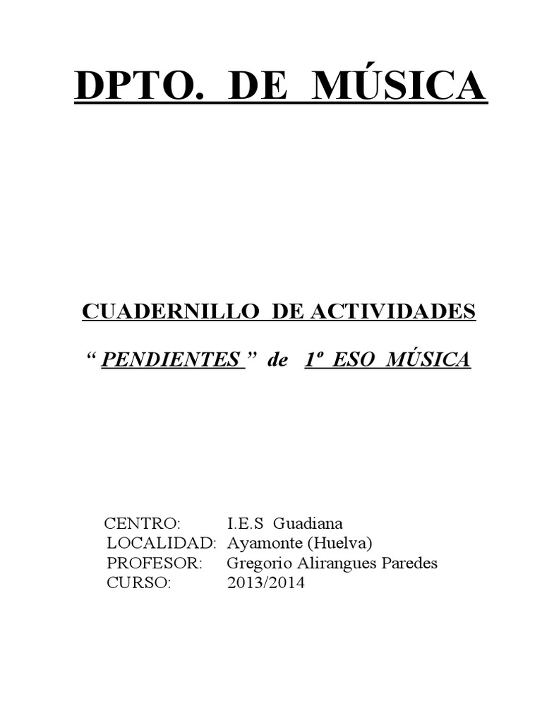 Actividades de Música 1º ESO en I.E.S Guadiana | PDF | Acorde (Música ...