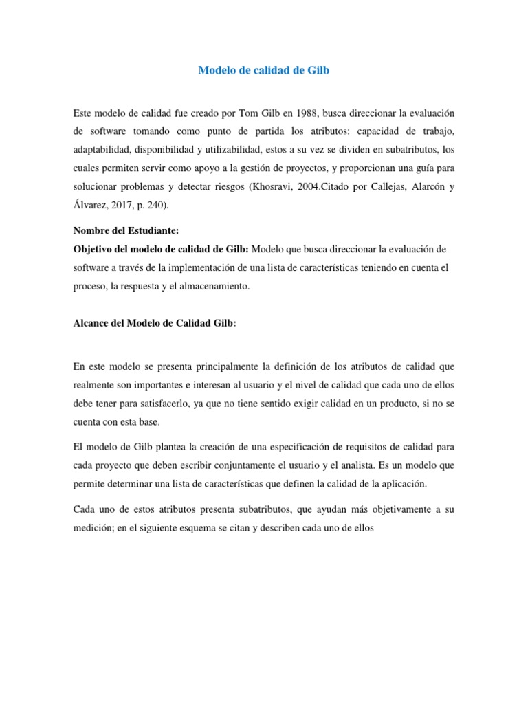 Modelo de Calidad de Gilb | PDF | Software | Áreas de informática