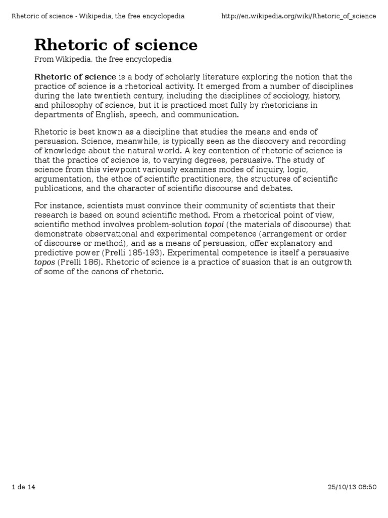 Rhetoric of Science - Wikipedia PDF | PDF | Rhetoric | Psychological ...