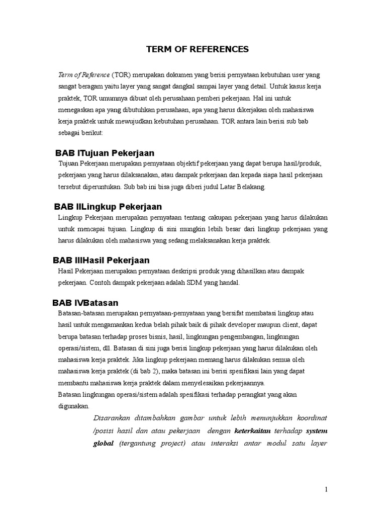Template TOR | PDF | Komputer | Teknologi & Rekayasa