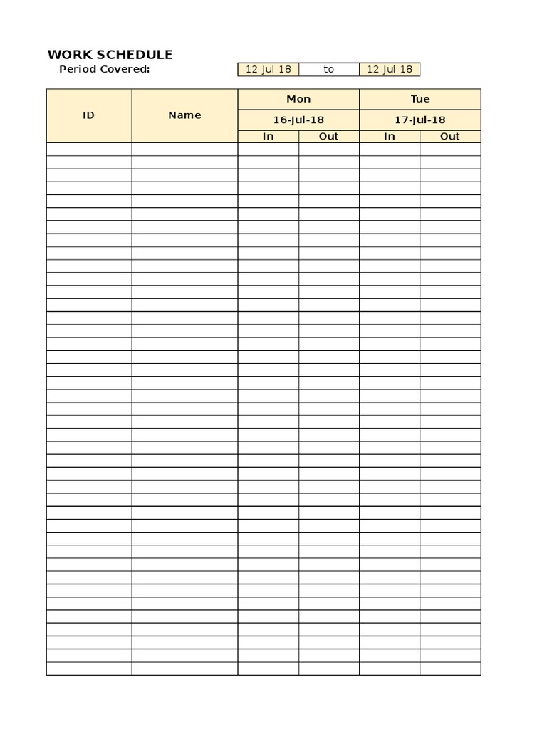 Employee Work Schedule July 2018 | PDF