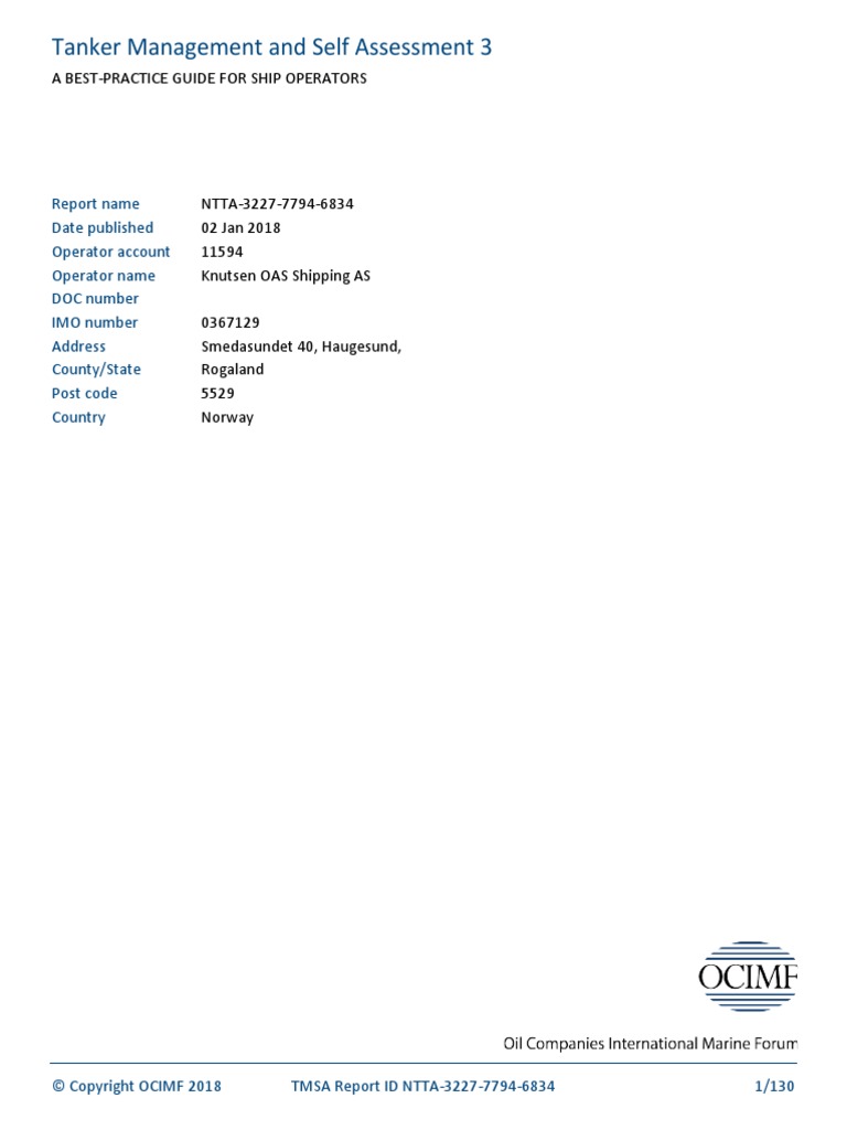 Tanker Management and Self Assessment 3 | Download Free PDF | Quality ...