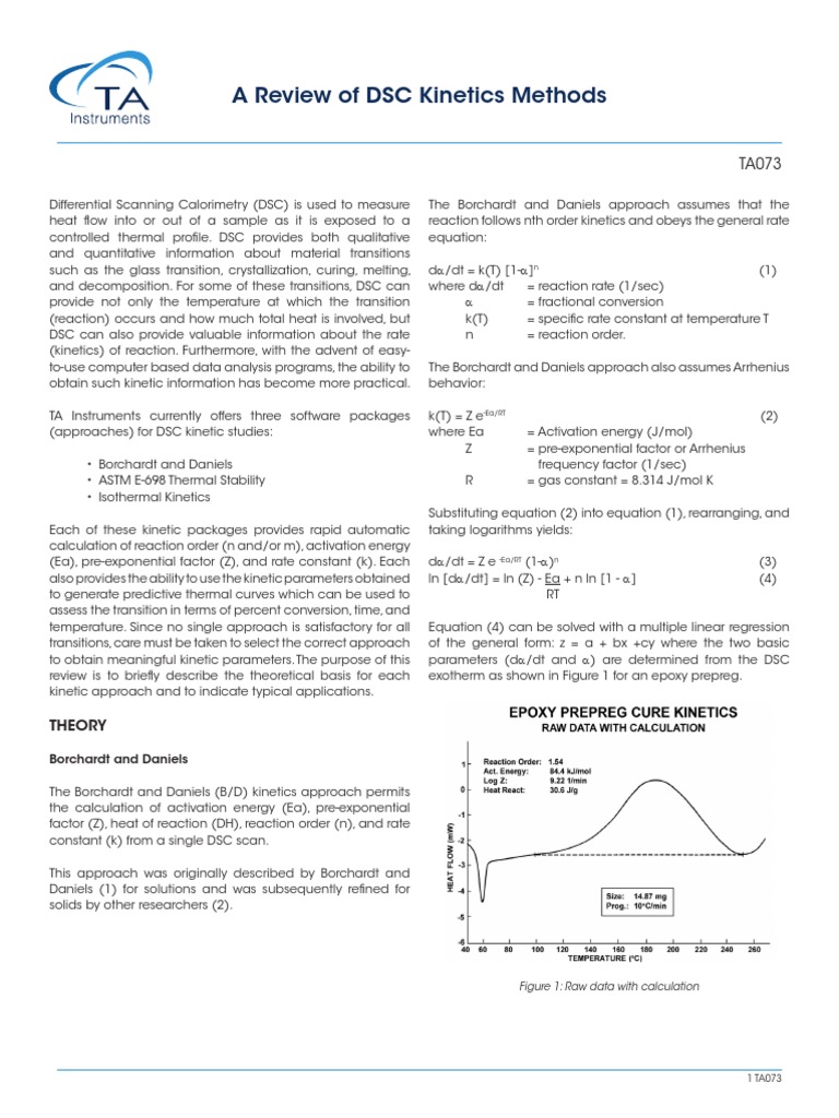 A Review of DSC Kinetics Methods PDF | PDF | Differential Scanning ...
