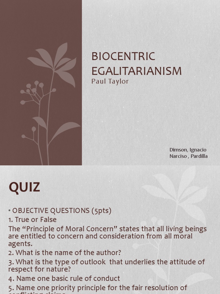 UPDATED Biocentric Egalitarianism | PDF | Nature | Philosophical Movements