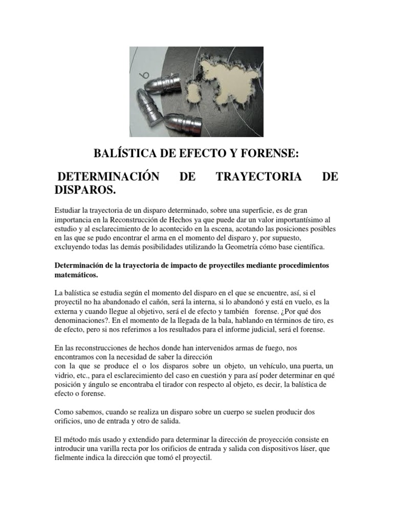 Balística de Efecto y Forense Trayectoria de Un Disparo | PDF | Balística | Elipse