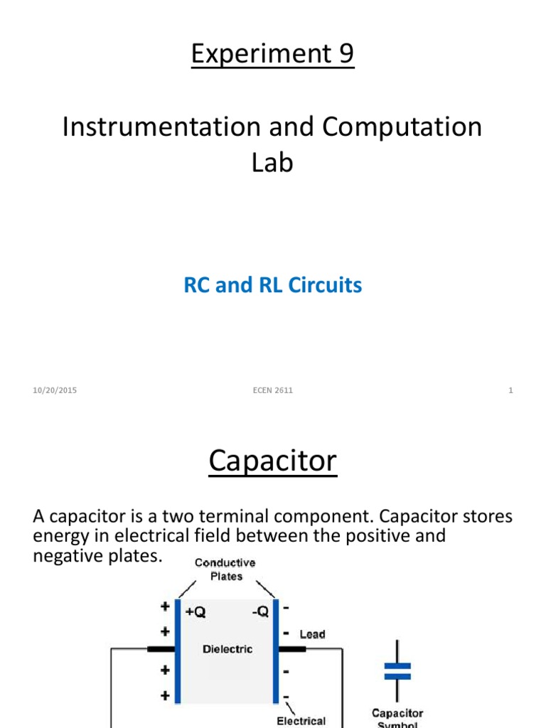 Experiment 9 Instrumentation and Computation Lab: RC and RL Circuits ...