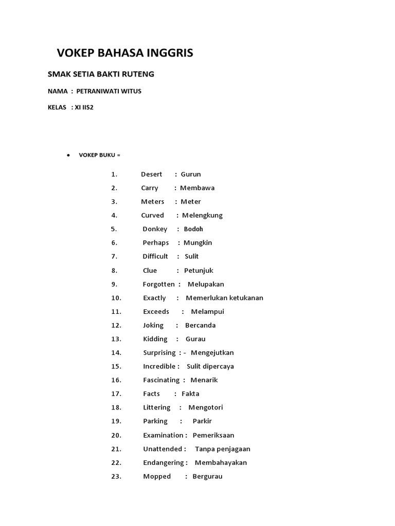 Vocabulary | PDF