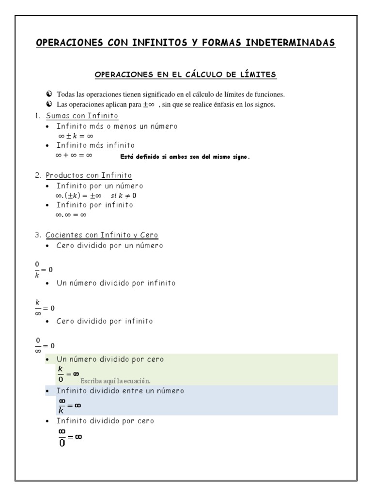 Operaciones Con Infinito | infinito | Logaritmo