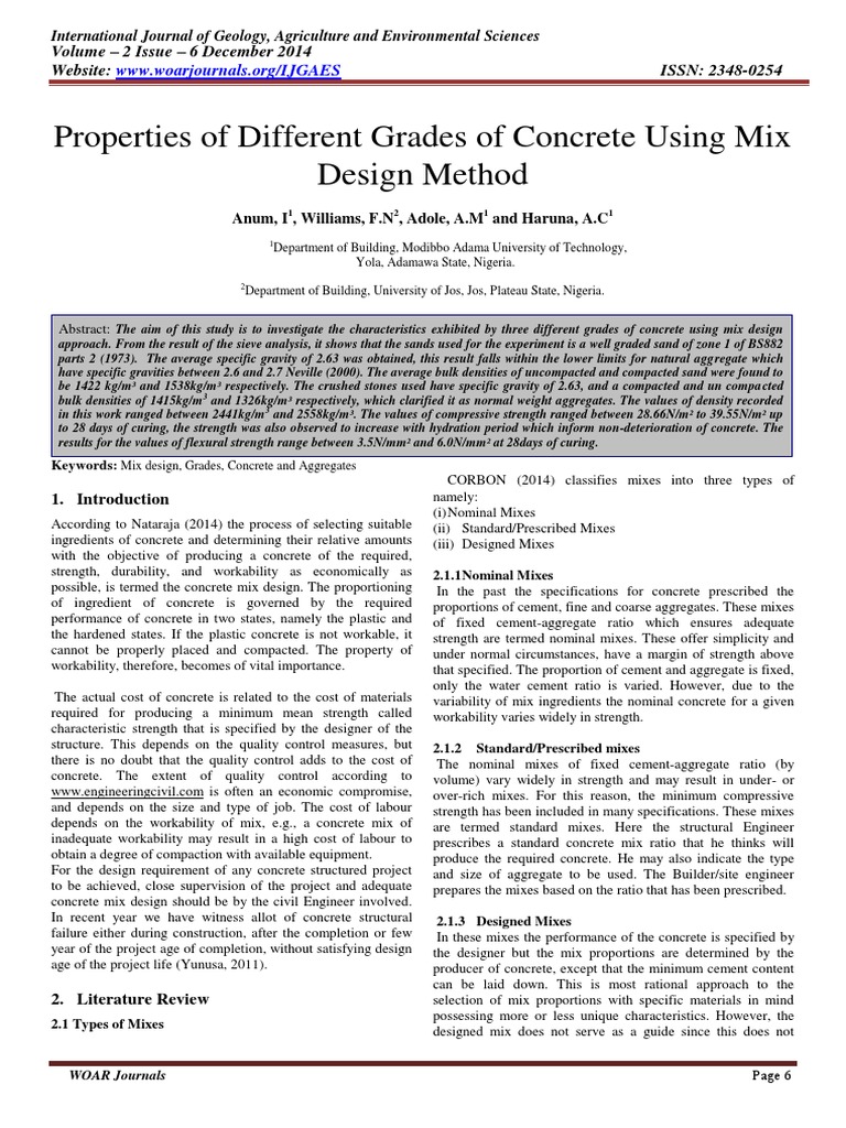 Paper On Concrete Mix Design | PDF | Concrete | Building Engineering