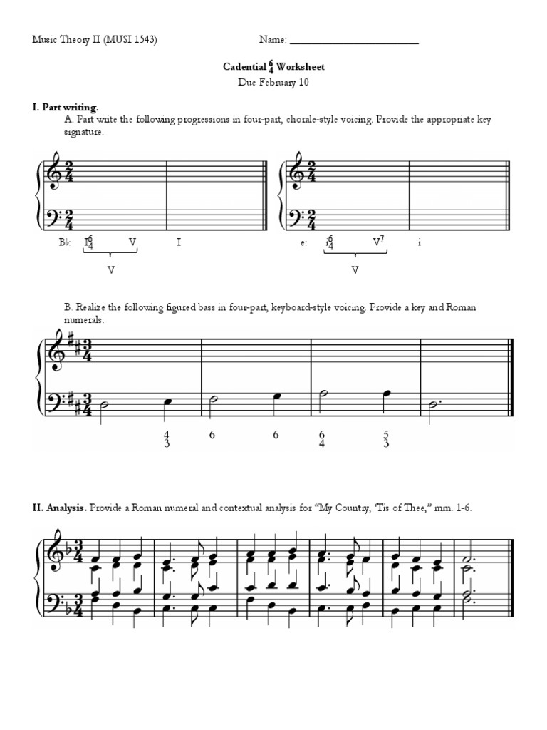 Cadential 64 Worksheet | PDF