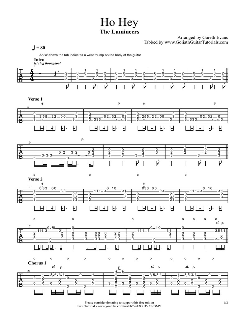 Ho Hey Tabs PDF | PDF