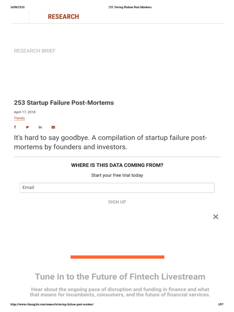 253 Startup Failure Post-Mortems | PDF | Startup Company | Small ...