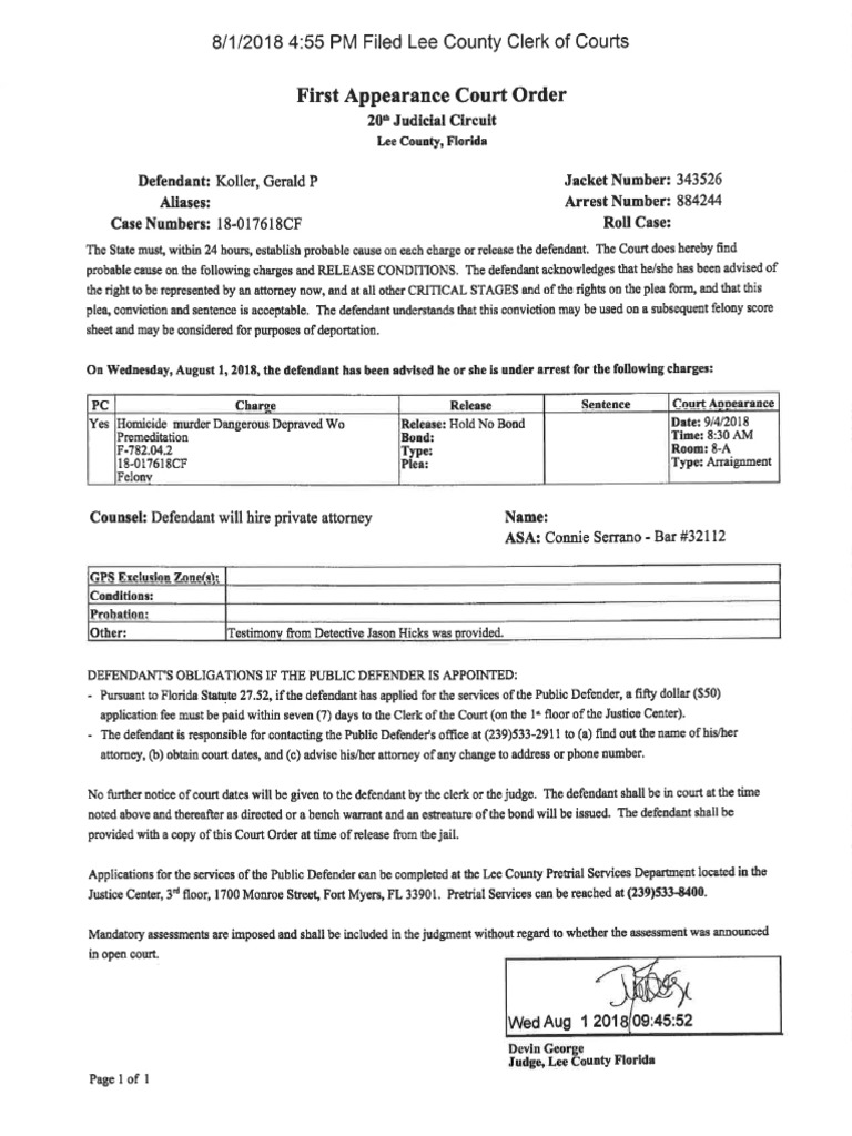 Redacted Koller Court Record With Arrest Report | PDF | Legal Procedure ...