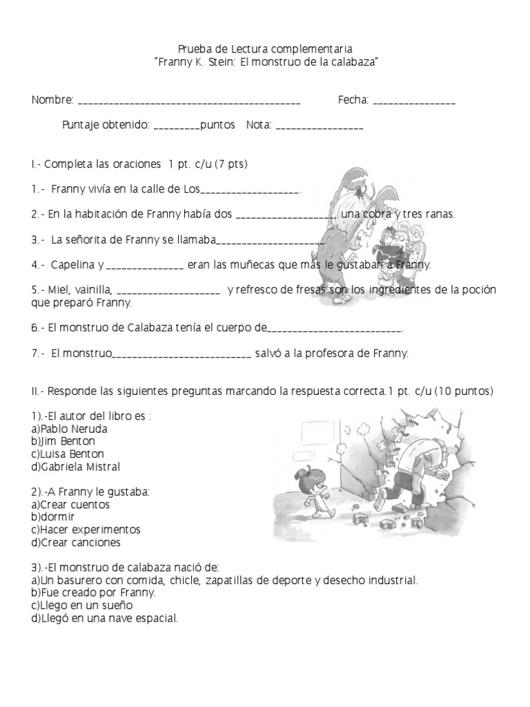 Prueba de Franny K Stein | PDF | Ocio
