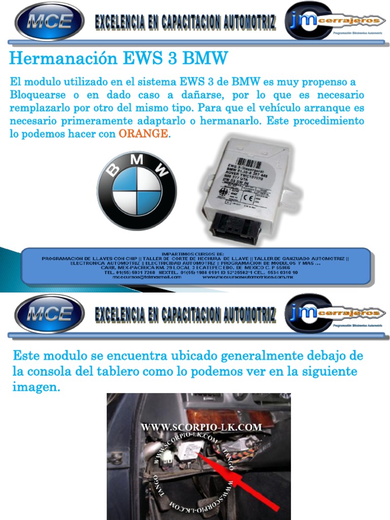 Hermanamiento de módulo EWS 3 de BMW utilizando el programador ORANGE ...