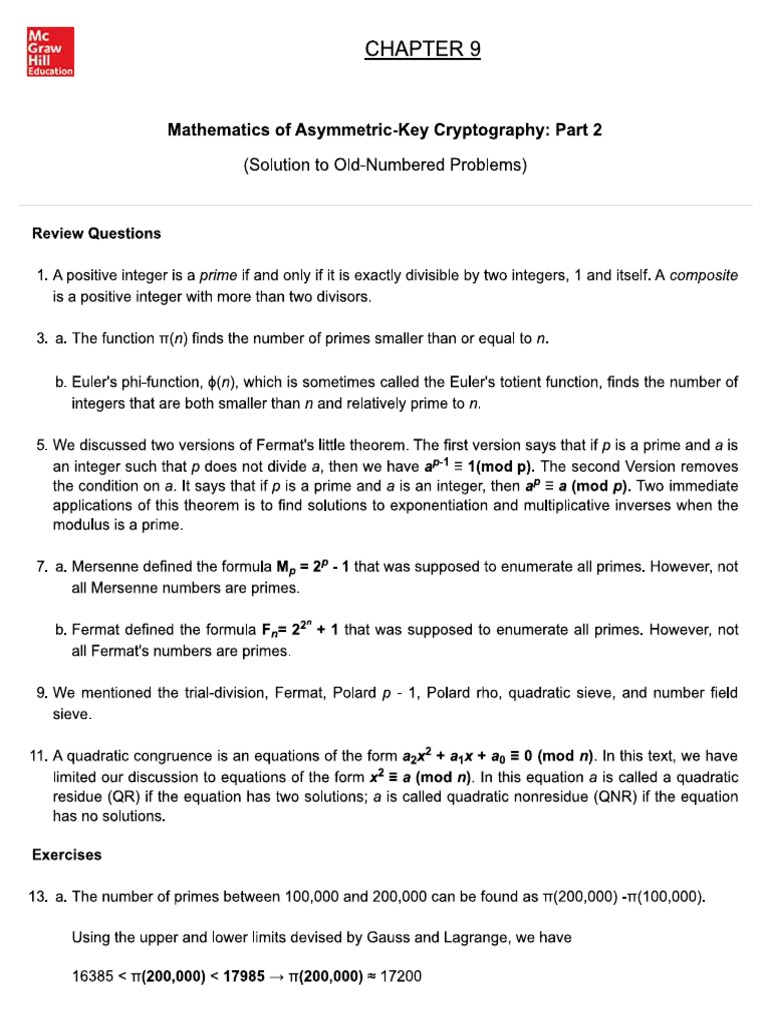 09 - Mathematics of Asymmetric-Key Cryptography - Part 2 | PDF