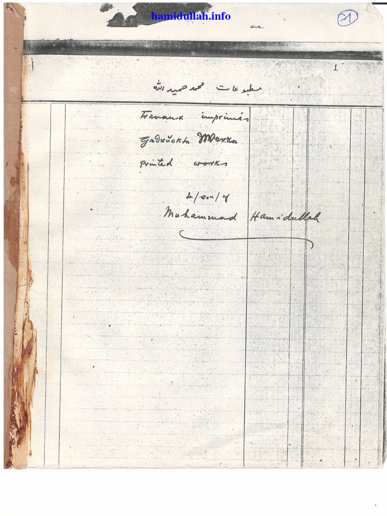 List of Articles of Dr. Muhammad Hamidullah, Compile by Dr. Muhammad ...