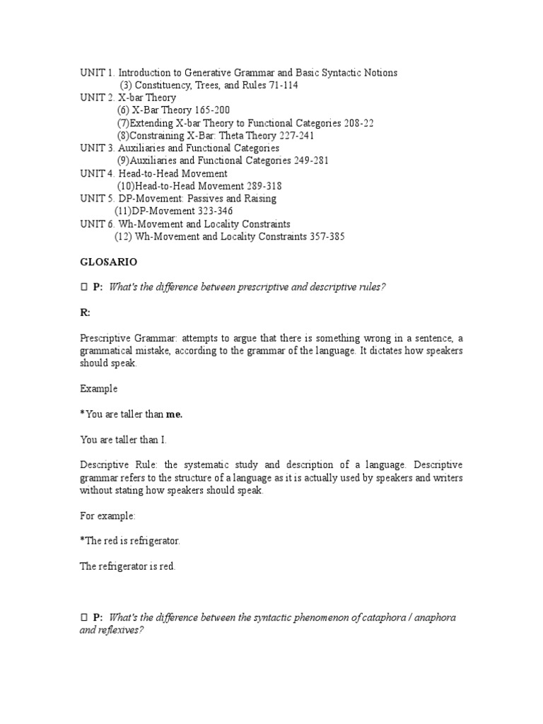 An Introduction To Syntactic Structures And Generative Grammar Pdf Verb Object Grammar