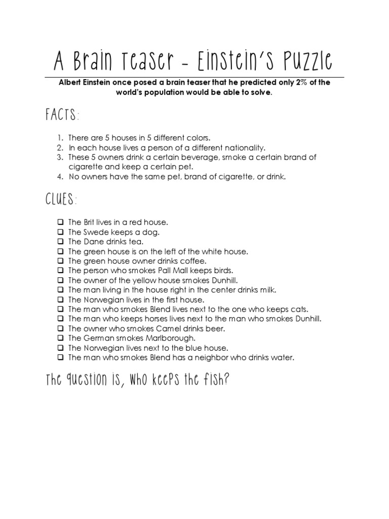 Einstein Riddle | PDF
