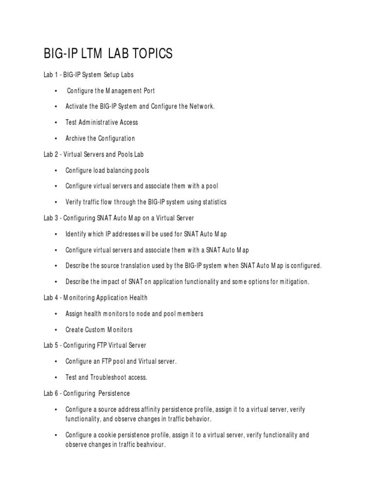 F5 Lab Topics | PDF | Load Balancing (Computing) | Hypertext Transfer Protocol
