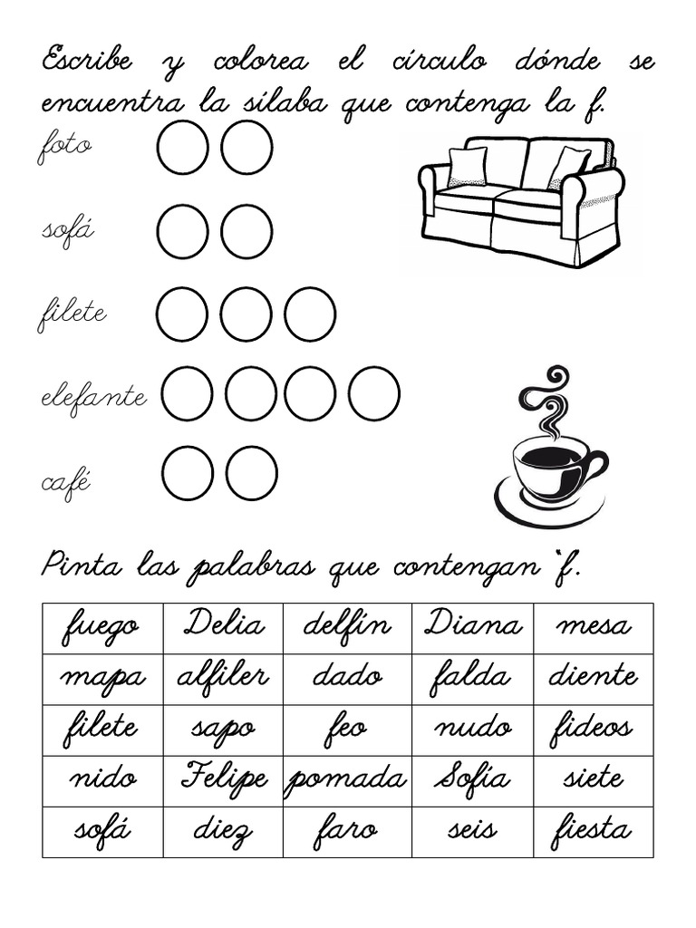 Actividades con la letra F para primer grado | PDF