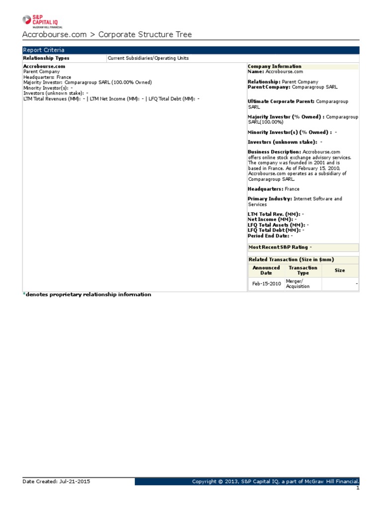 Corporate Structure Tree | PDF | Investor | Mergers And Acquisitions