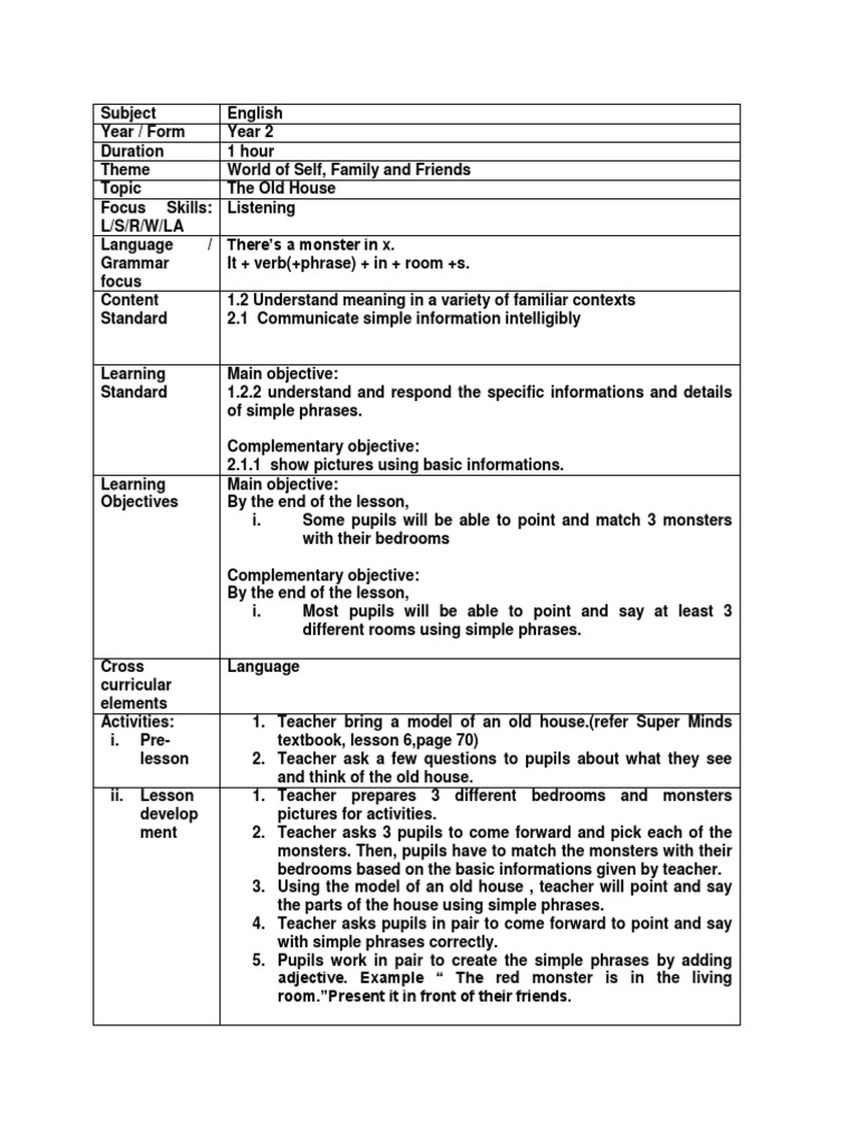 Lesson Plan Year 2 2018 | PDF | Lesson Plan | Teachers