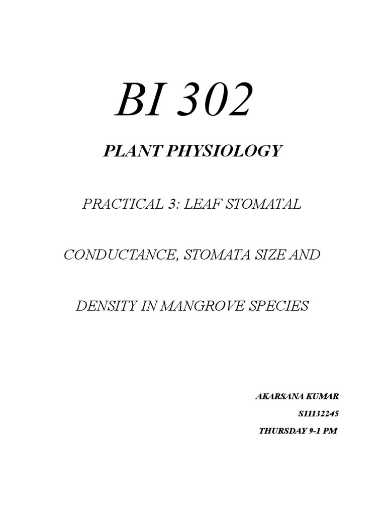 Bi 302 Lab 3 | PDF | Stoma | Leaf