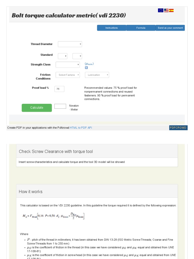 WWW Online Iso Calculator Com Online Bolt Torque Calculator | PDF ...
