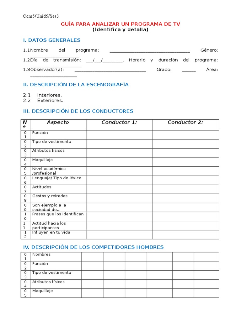 Guía para Análisis de Programas de TV | PDF | Sociedad | Comunicación