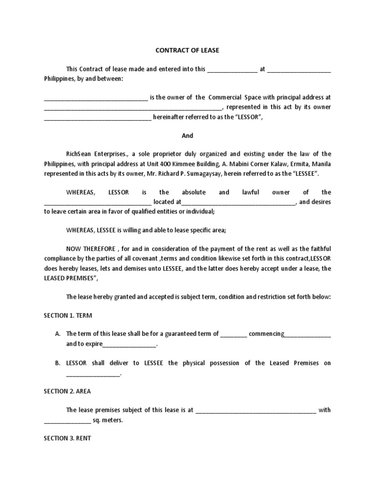 Contract of Lease | PDF | Lease | Government