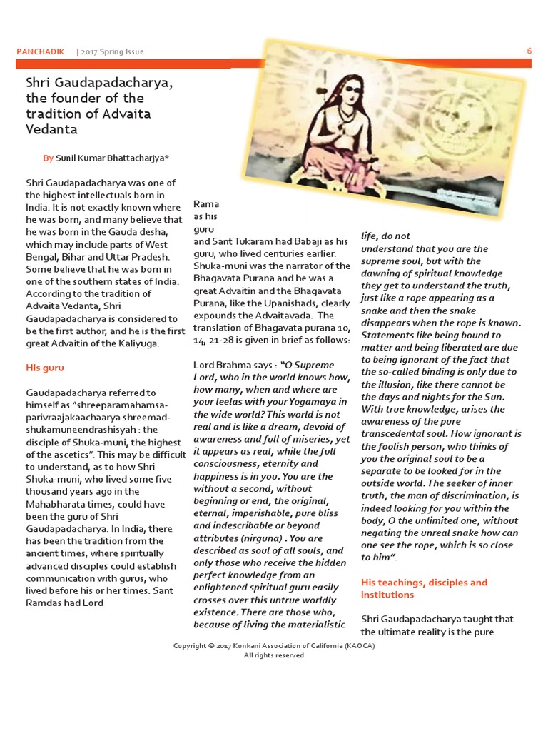 Gaudapadacharya - The Founder of The Tradition of Advaita Vedanta PDF ...