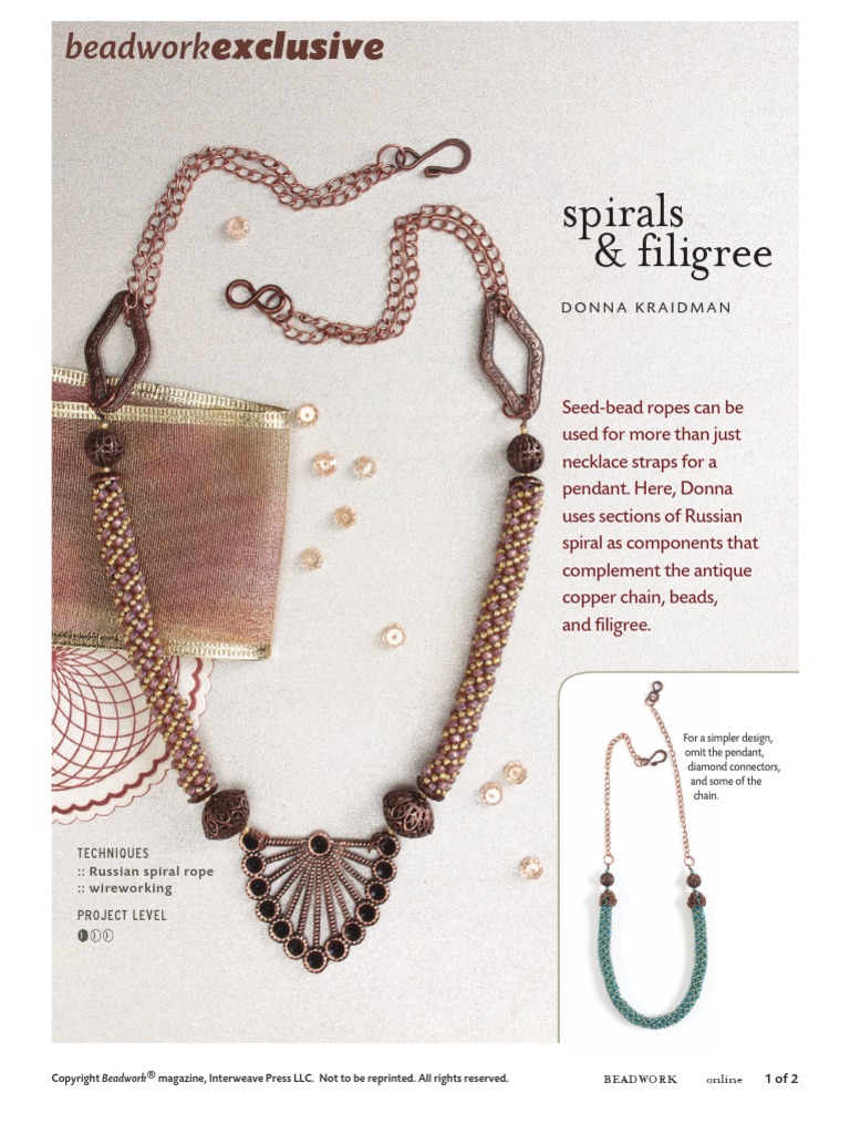 Spiral Filigree Kraidman | PDF | Necklace | Beadwork