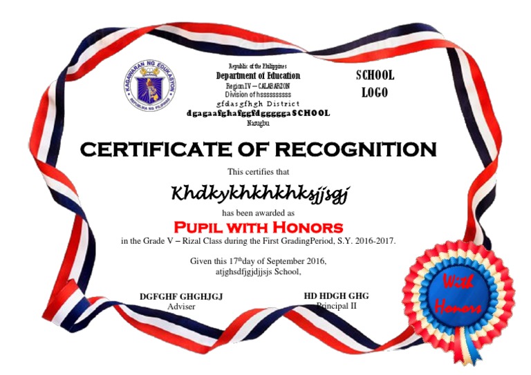 certificate-pupil with honors.docx | Schools
