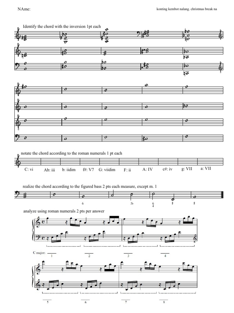 Analysis of a Short Musical Passage with Chord Inversions, Roman ...